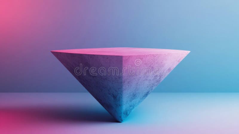 Abstract Geometric Pyramid on Blue Pink Background Stock Illustration ...