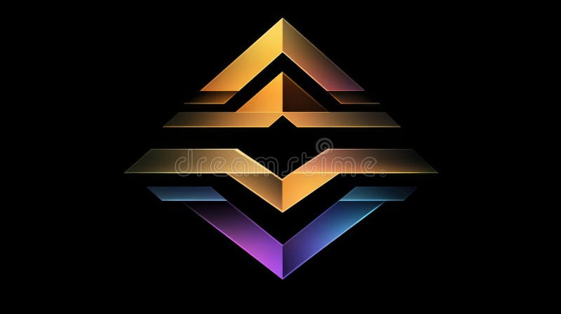 Abstract Geometric Pyramid Design with Gold and Gradient Colors Stock ...