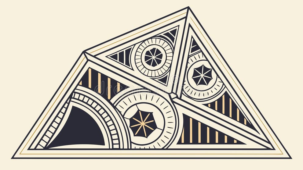 Abstract Geometric Pyramid, Retro Architectural Form, Vector Design ...