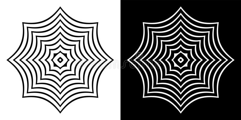 Abstract Geometric Radial Black and White Patterns in Cobweb Shape ...
