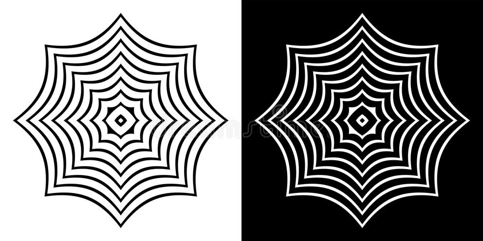 Abstract Geometric Radial Black and White Patterns in Cobweb Shape ...