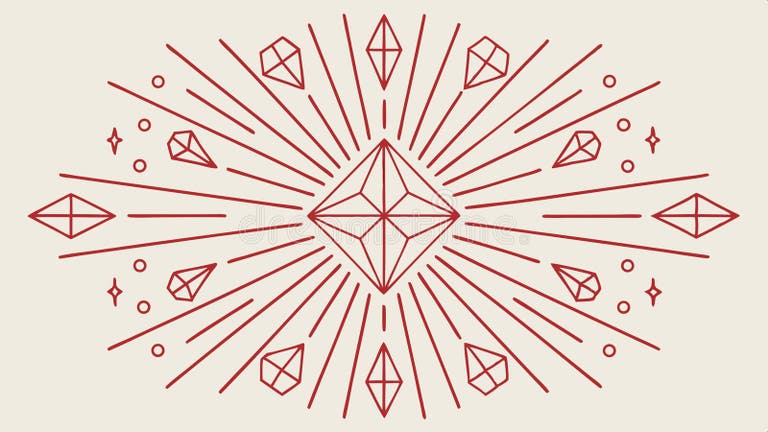 Abstract Geometric Radial Design with Central Diamond, Pattern and Art ...