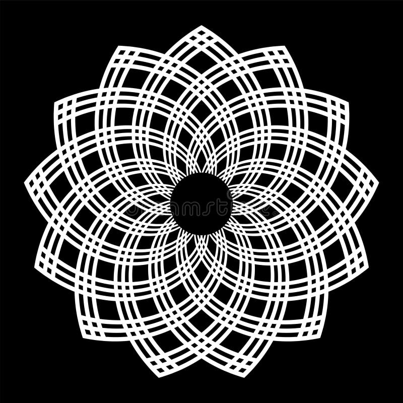 Abstract Geometric Radial White Lacy Pattern on Black Background Stock ...