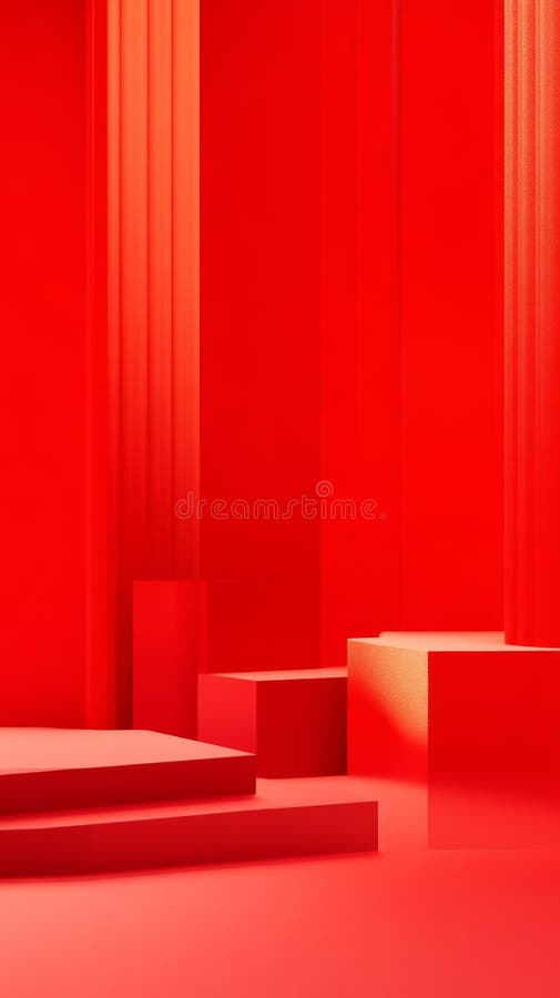 Abstract Red Columns Minimalist Architecture Background Design Stock ...