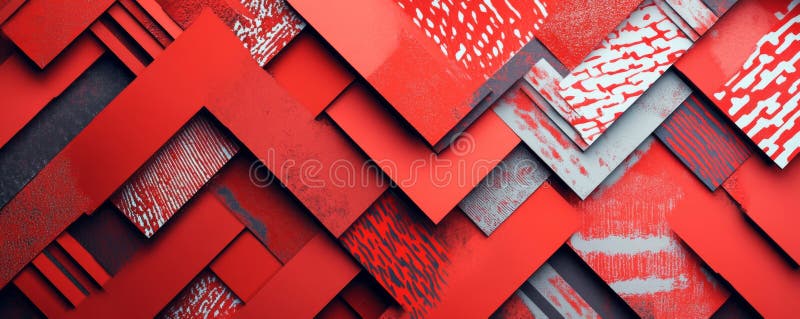 Abstract Geometric Red Pattern with Layered Textures, Artistic Design ...