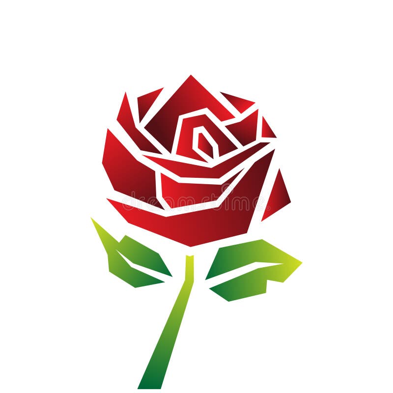 Abstract Geometric Red Rose Logo Design Template Stock Vector ...