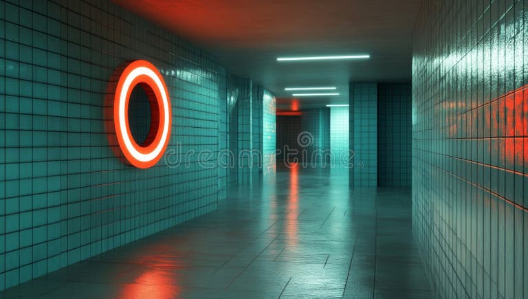 An Abstract Geometric Rendering Forms the Backdrop for a Glowing Neon ...