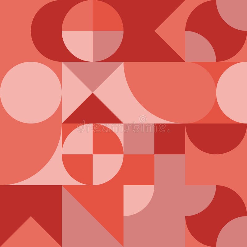 Abstract Geometric Retro Design. Vector Seamless Pattern in Red Shades ...