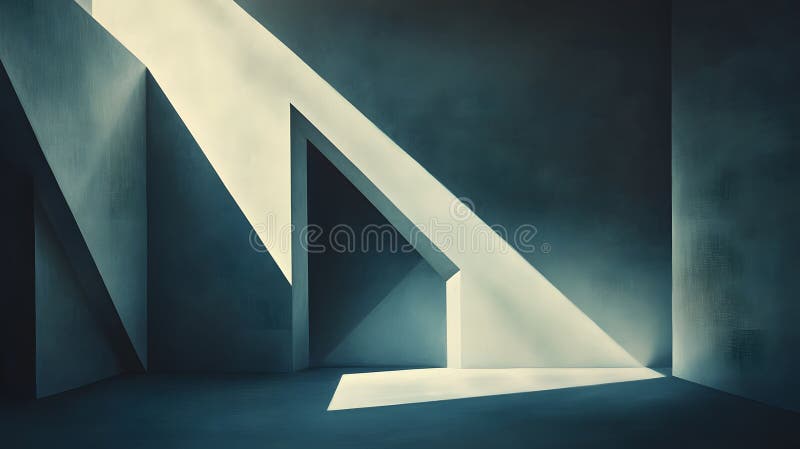 Abstract Geometric Room with Sunbeam Stock Photo - Image of dark, white ...