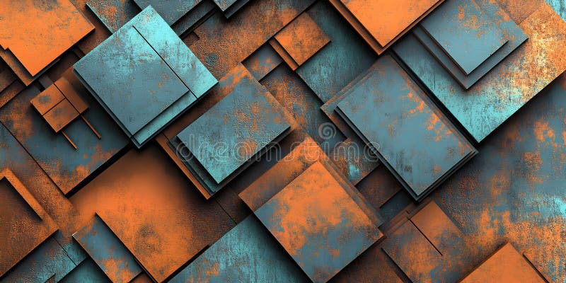 Abstract Geometric Rust and Blue Industrial Texture Background Stock ...