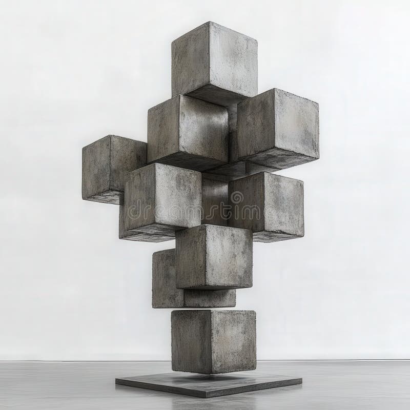 Abstract Geometric Sculpture of Concrete Cubes Stock Image - Image of ...