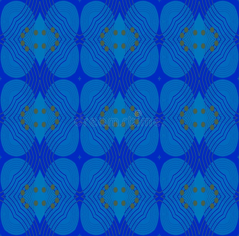 Seamless Ellipses and Diamond Pattern Blue Yellow Stock Illustration ...