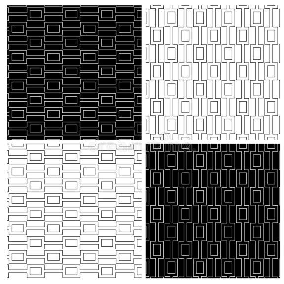 Abstract Geometric Seamless Black White Outline Vector Stripe Pattern ...