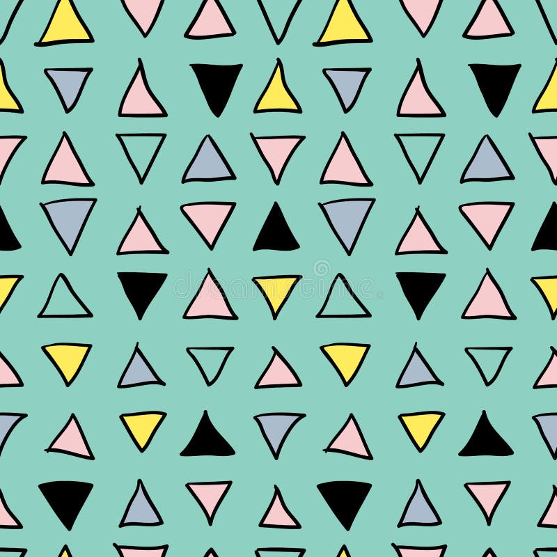 Abstract Geometric Seamless Hand Drawn Pattern. Modern Free Hand ...