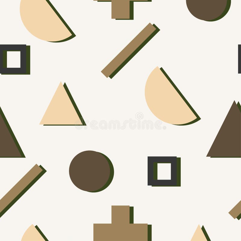 Abstract Geometric Seamless Pattern. Circle, Square, Triangle, Cross ...