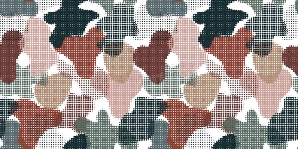 Abstract Geometric Seamless Pattern with Earth Tones and Halftone ...