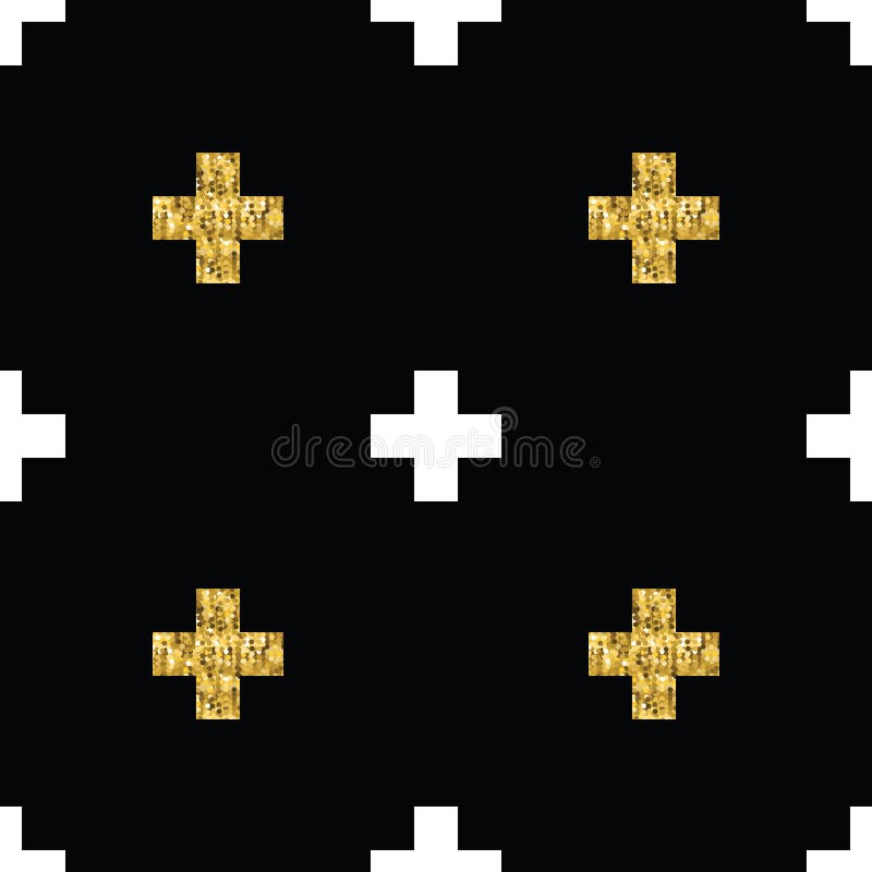 Abstract Geometric Seamless Pattern with Golden Crosses Stock Vector ...