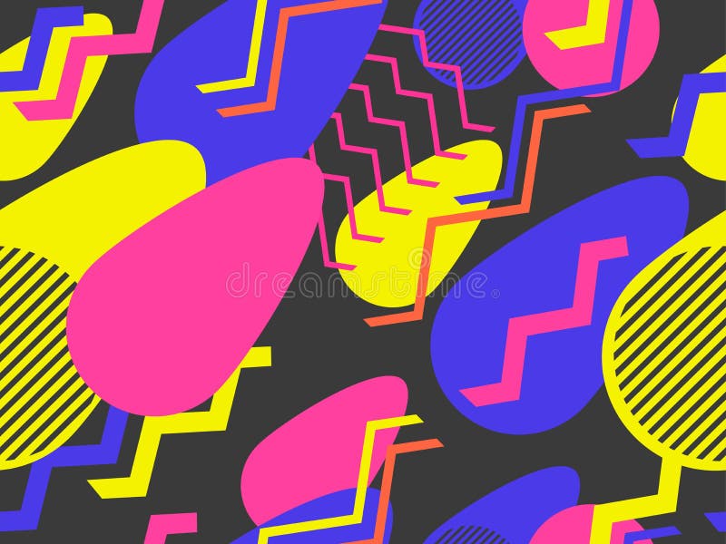Abstract Geometric Seamless Pattern in the Memphis Style of the 80s ...