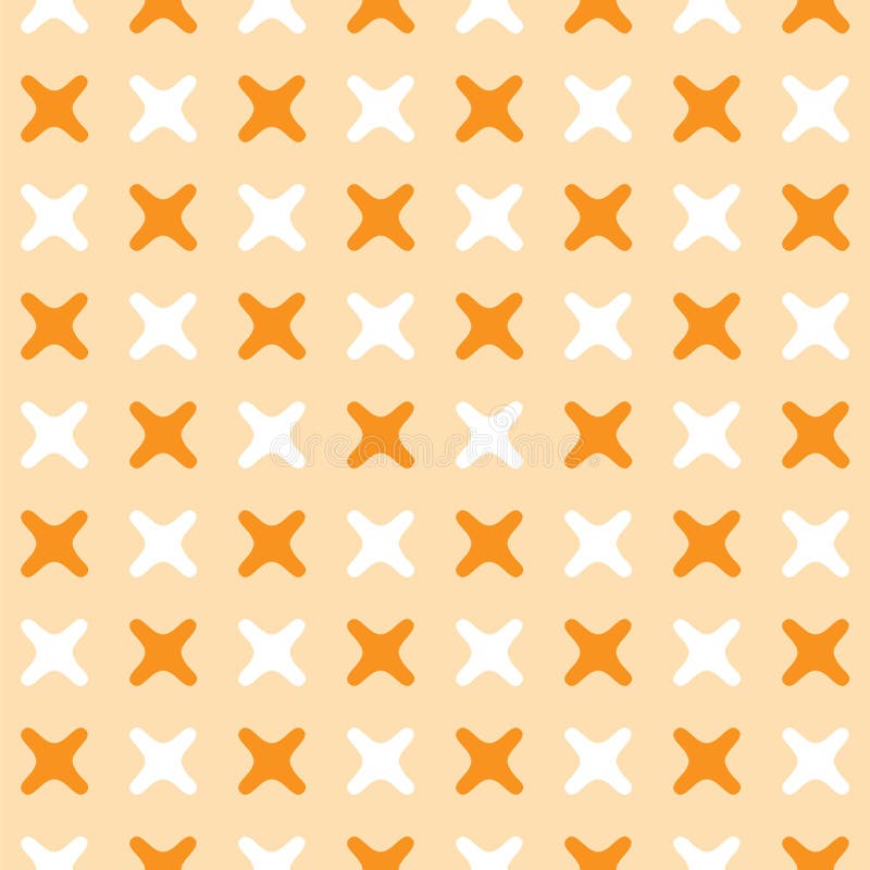 Abstract Geometric Seamless Pattern. Orange and White Crosses on Beige ...