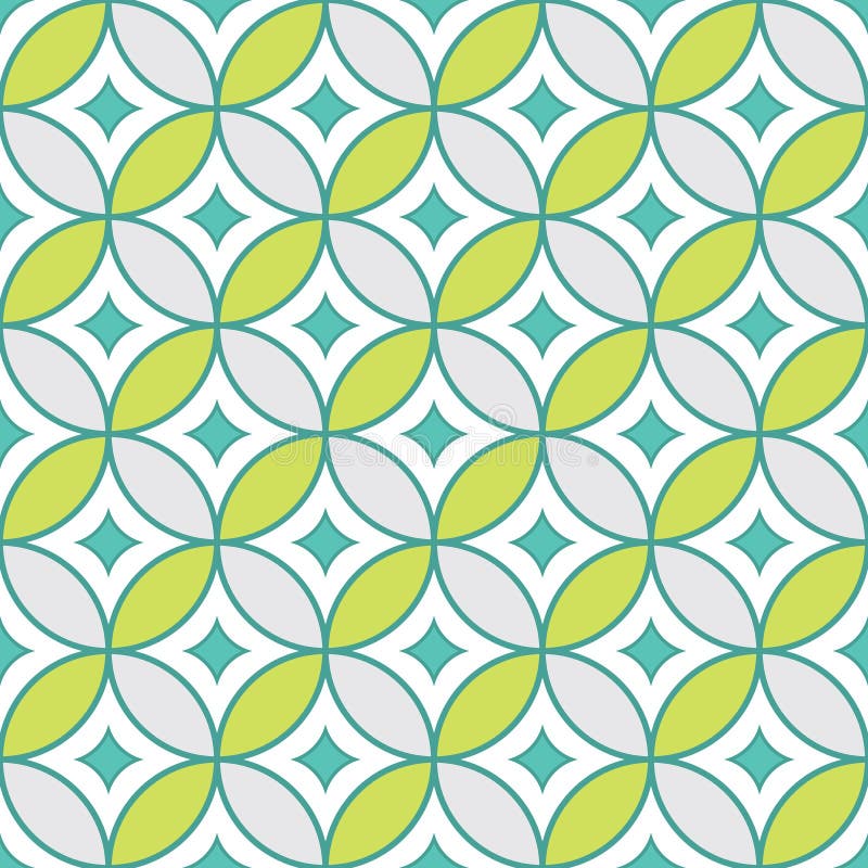 Abstract Geometric Seamless Pattern with Ornament in Teal and Lime ...