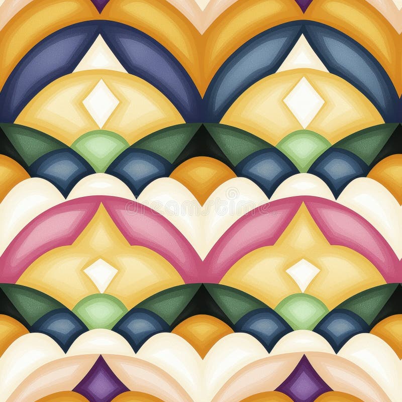 Abstract Geometric Seamless Pattern with Warm Colors Stock Illustration ...