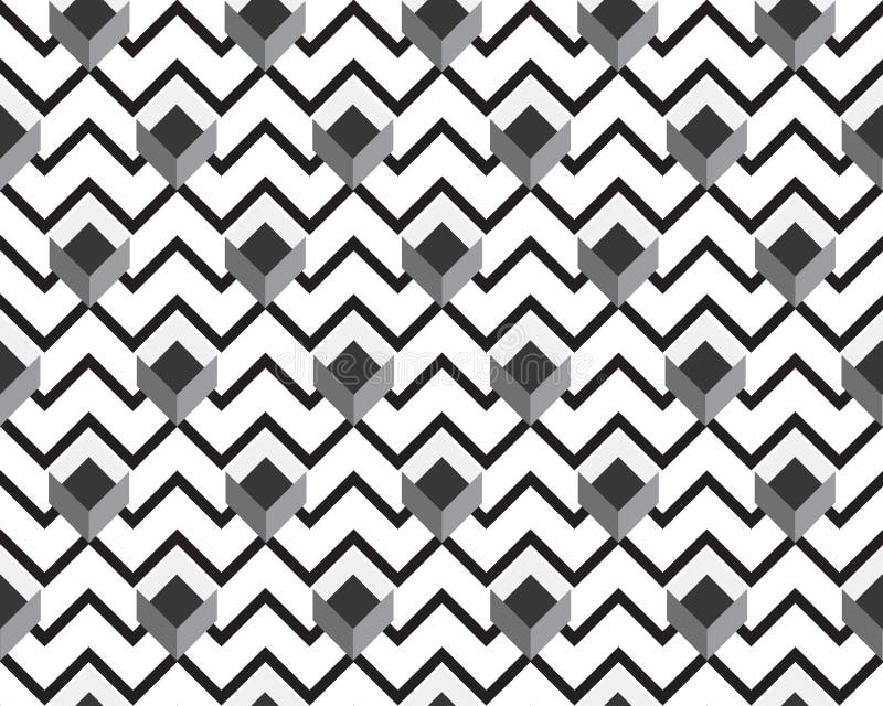 Abstract Geometric Seamless Pattern with Zig-zag Ornament and Square ...