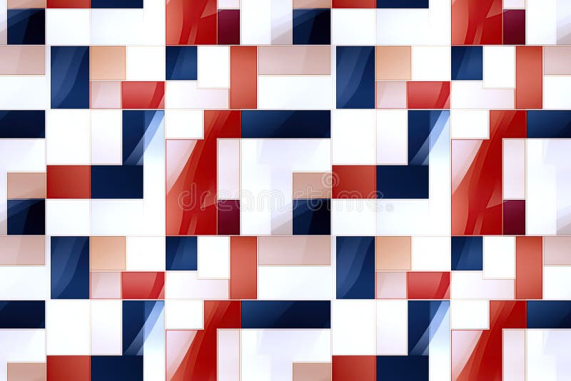 Abstract Geometric Seamless Red and Blue Pattern on White Background ...