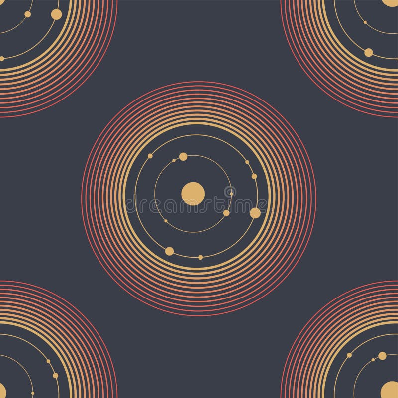 Abstract Geometric Seamless Vector Pattern with Circles, Lines in ...