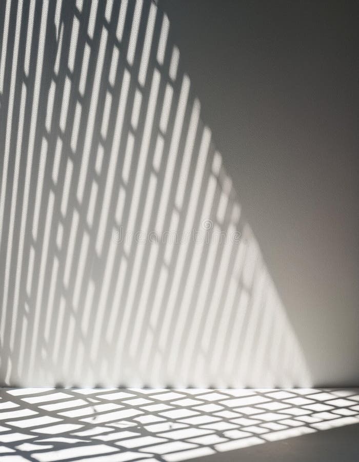 Abstract Geometric Shadow Pattern Cast by Lattice Screen on White Wall ...