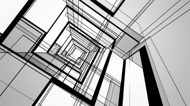 Abstract Geometric Shape Black and White Pattern with Intersecting ...