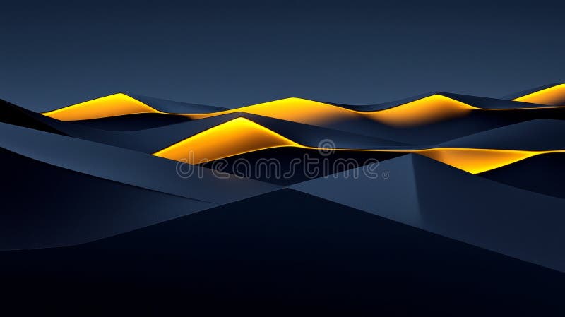 An Abstract Geometric Shape with Glowing Edges in Gold and Black. Stock ...