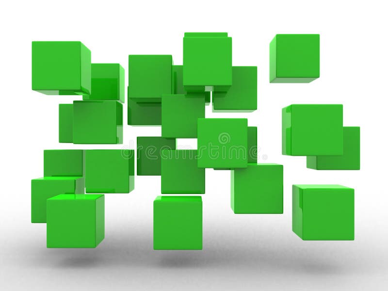 Abstract Geometric Shape from Green Cubes Stock Illustration ...