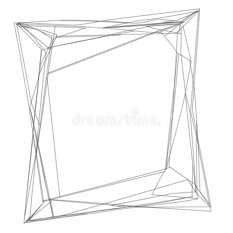 Abstract Geometric Shape with Intricate Lines and Angles on a White ...