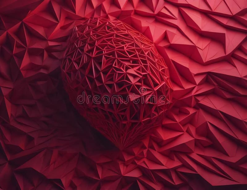 Abstract Geometric Shape Made of Red Origami Paper. Generative Ai Stock ...
