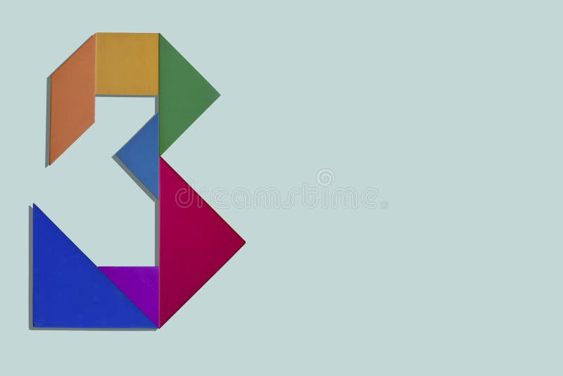 Abstract Geometric Shape - Number Three Stock Image - Image of orange ...