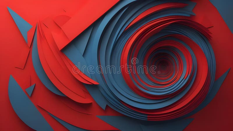 Abstract Geometric Shape in Red and Blue Colors. Generative Ai Stock ...