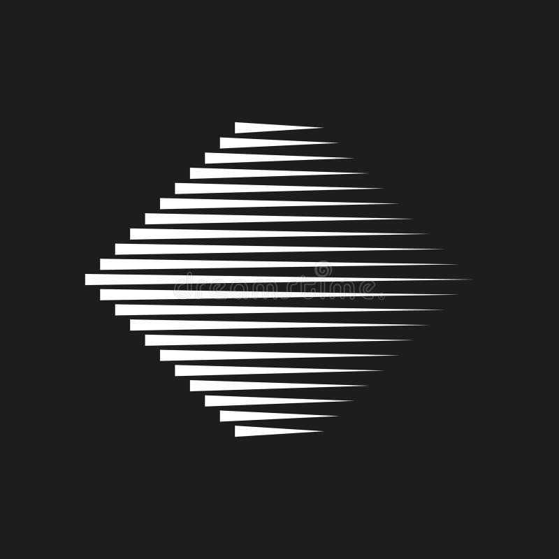 Abstract Geometric Shape. White Lines on Black. Modern Vector Design. Minimalist Optical ...