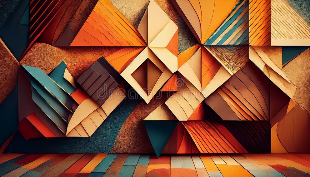 Abstract geometric shapes stock illustration. Illustration of wood - 380140754