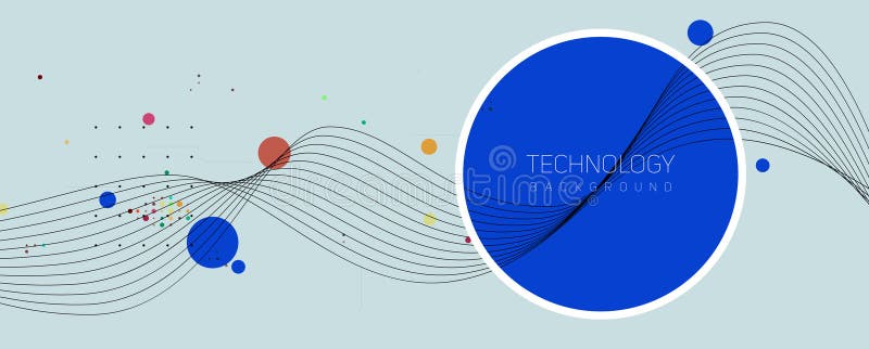 Abstract Geometric Shapes Background Wavy Lines with Blue Circle Stock ...