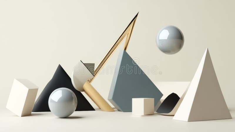 Abstract Geometric Shapes Balancing in Harmony: 3d Render Stock ...