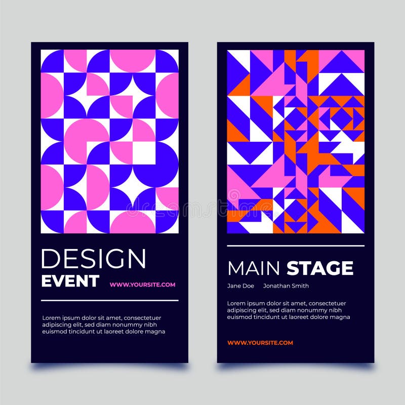 Abstract Geometric Shapes Banner Set Stock Illustration - Illustration ...