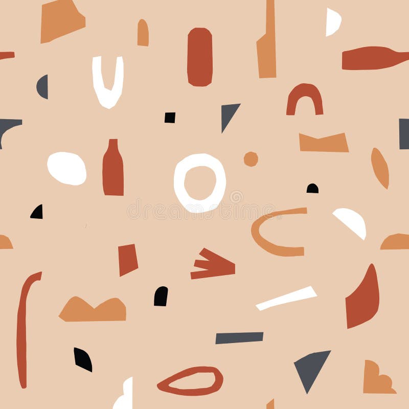 Abstract Geometric Shapes Beige Background Seamless Repeat Pattern ...