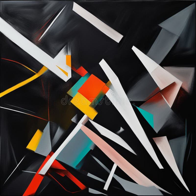 Abstract Geometric Shapes on Black Background. Stock Illustration ...