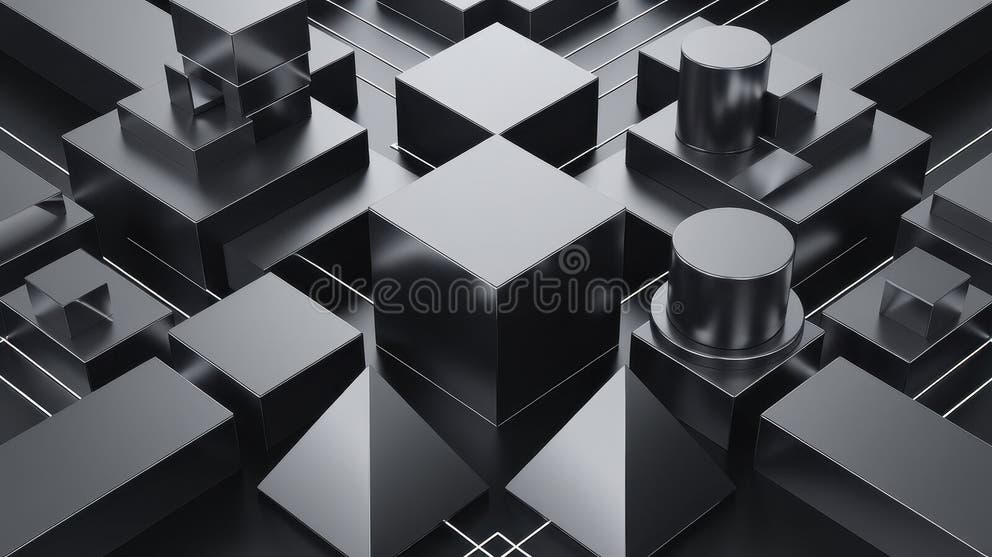 Abstract Geometric Shapes in Black, Creating a Modern and Sleek Visual ...