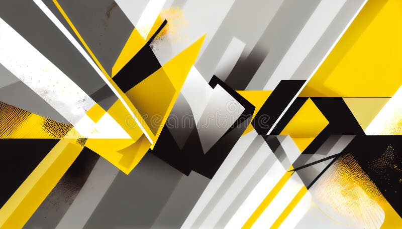 Abstract Geometric Shapes in Black, Yellow and White. Generative AI ...