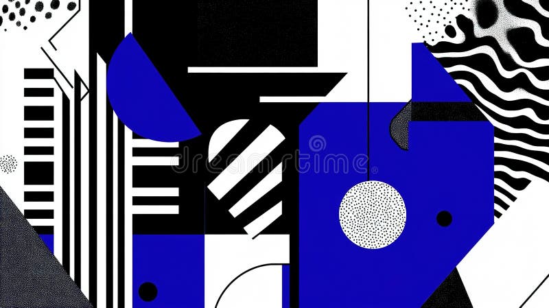Abstract Geometric Shapes in Blue and Black Create a Bold Visual ...