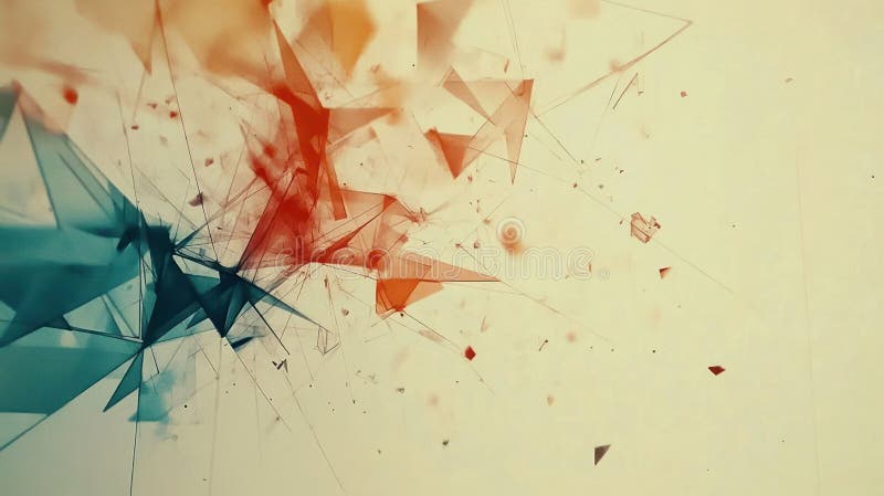 Abstract Geometric Background: Interconnected Polygons in Teal, Red ...