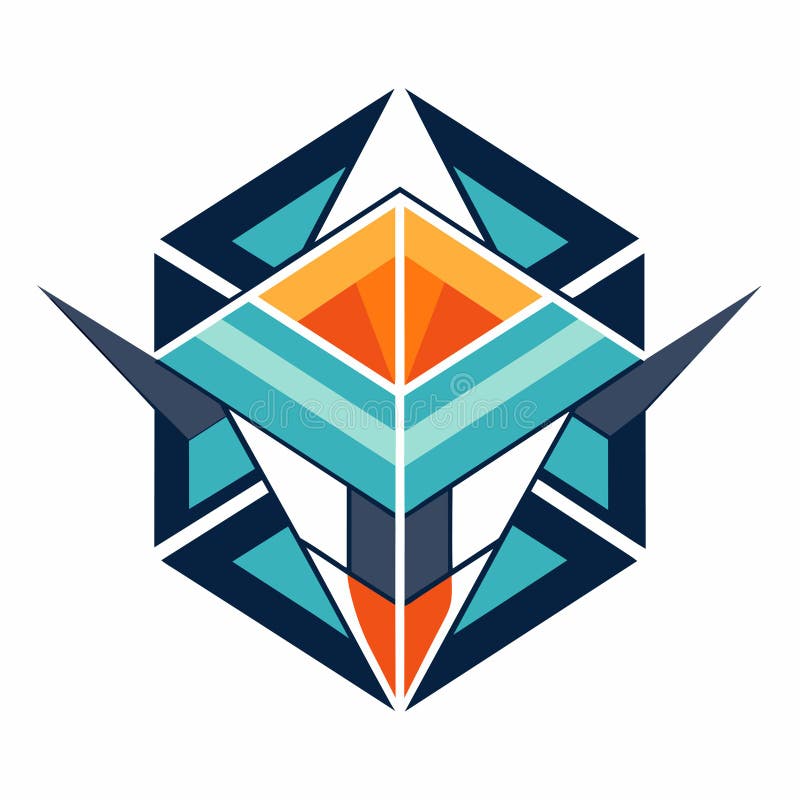 Abstract Geometric Shapes in Blue, Orange, and White, Symbolizing ...