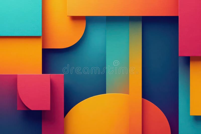 Abstract Geometric Shapes, Bold Color Blocks, Modern Style, Color, Pattern Stock Illustration ...