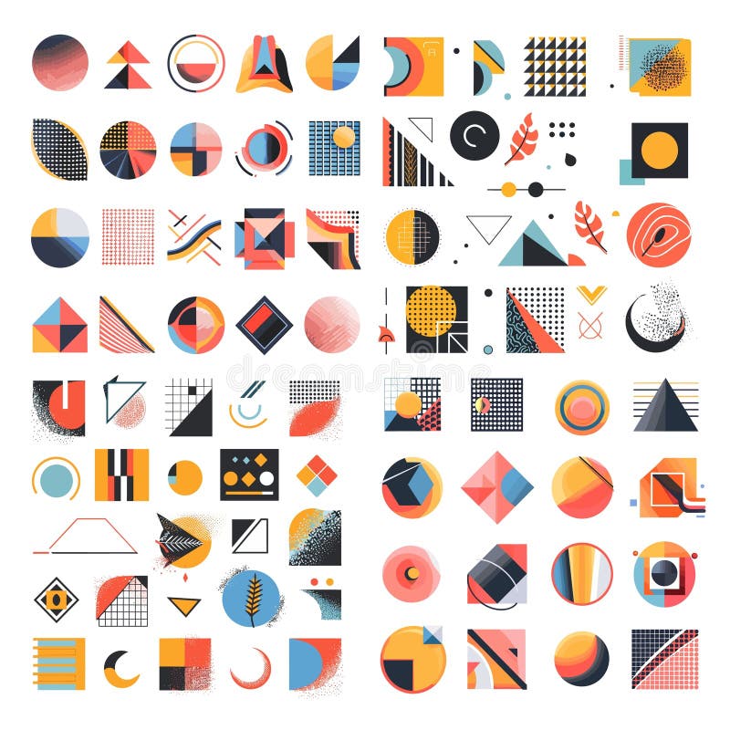 Abstract Geometric Shapes, Cartoon Simple Figure Modern Geometry ...